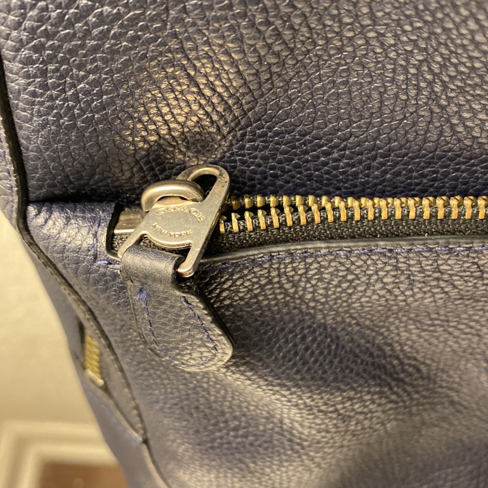 Coach Navy Leather Laptop Friendly Backpack - Gem